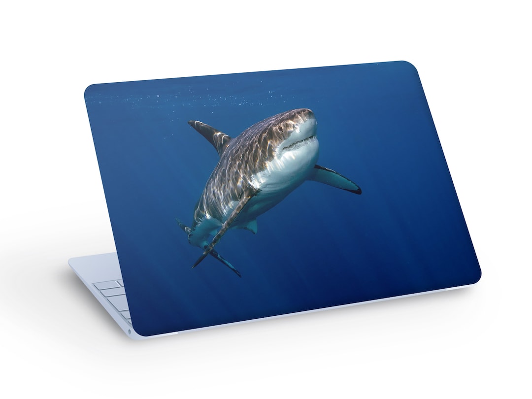Great SHARK LAPTOP SKIN Decal Sticker, White Shark Laptop Skin Decal ...