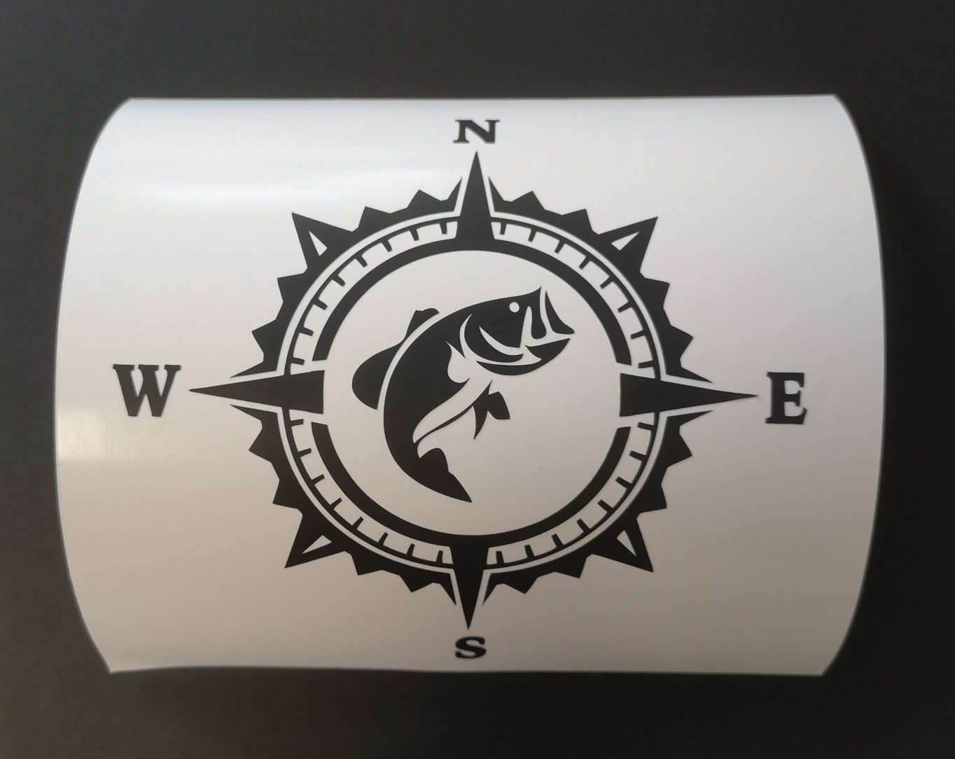 Fishing Compass Vinyl Decal Sticker Compass Rose Mountain - Etsy
