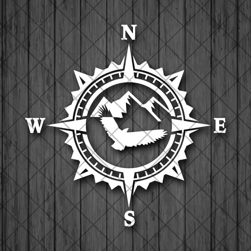 Mountain Wolf Compass Vinyl Decal Sticker Compass Rose - Etsy