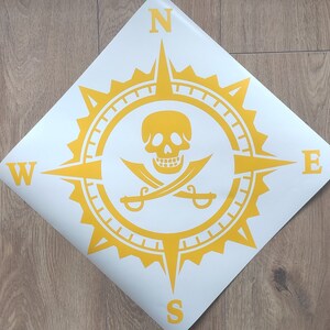 Pirate Skull Compass Vinyl Decal Sticker, Compass Rose, Ship Captain ...