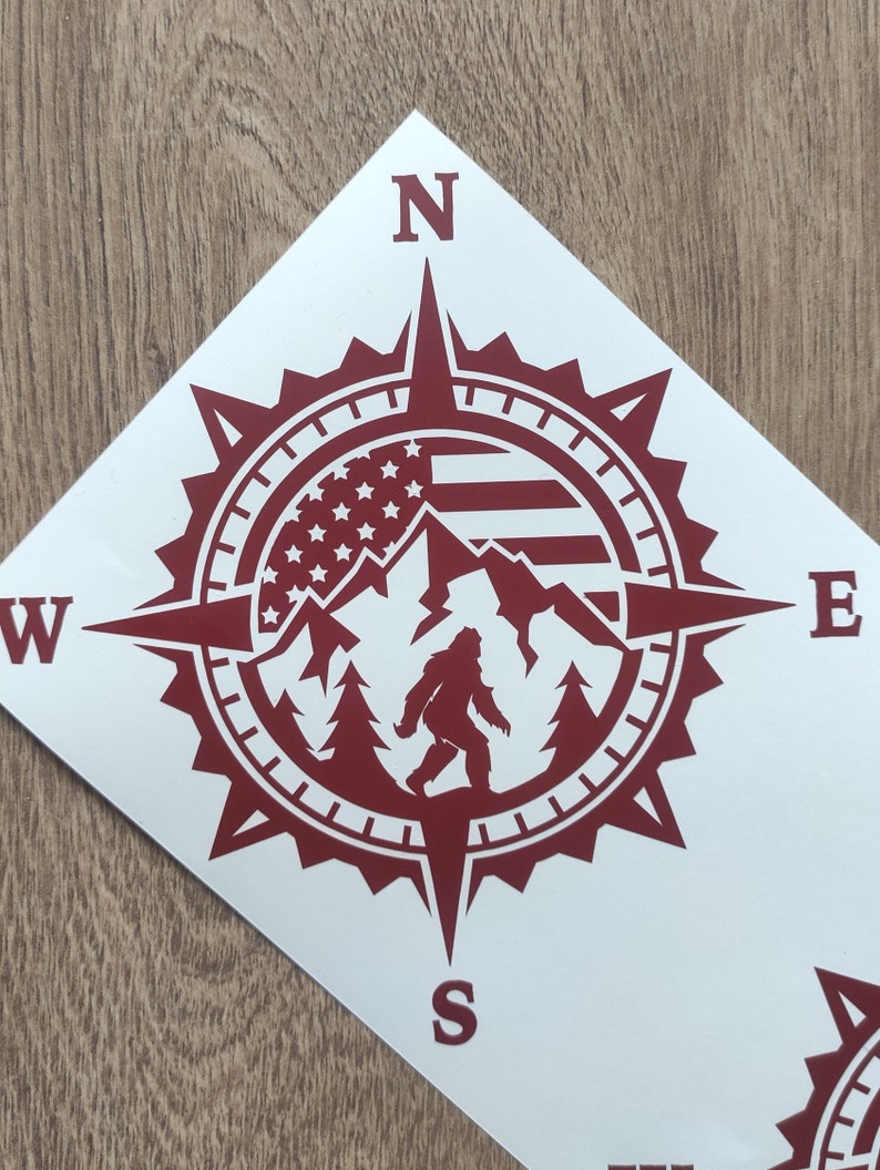 BIGFOOT USA Compass Vinyl Decal Sticker Compass Rose Bigfoot - Etsy