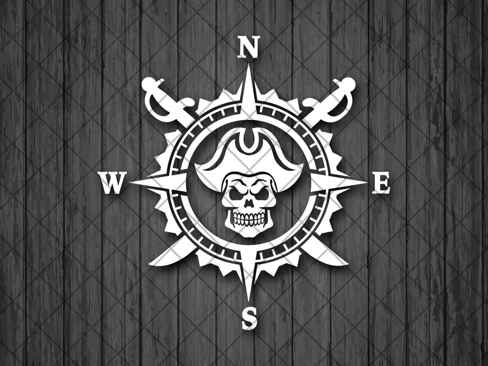 Pirate Skull Captain Compass Vinyl Decal Sticker Compass - Etsy