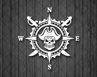 Ship Compass Vinyl Decal Sticker Compass Rose Ship Captain | Etsy