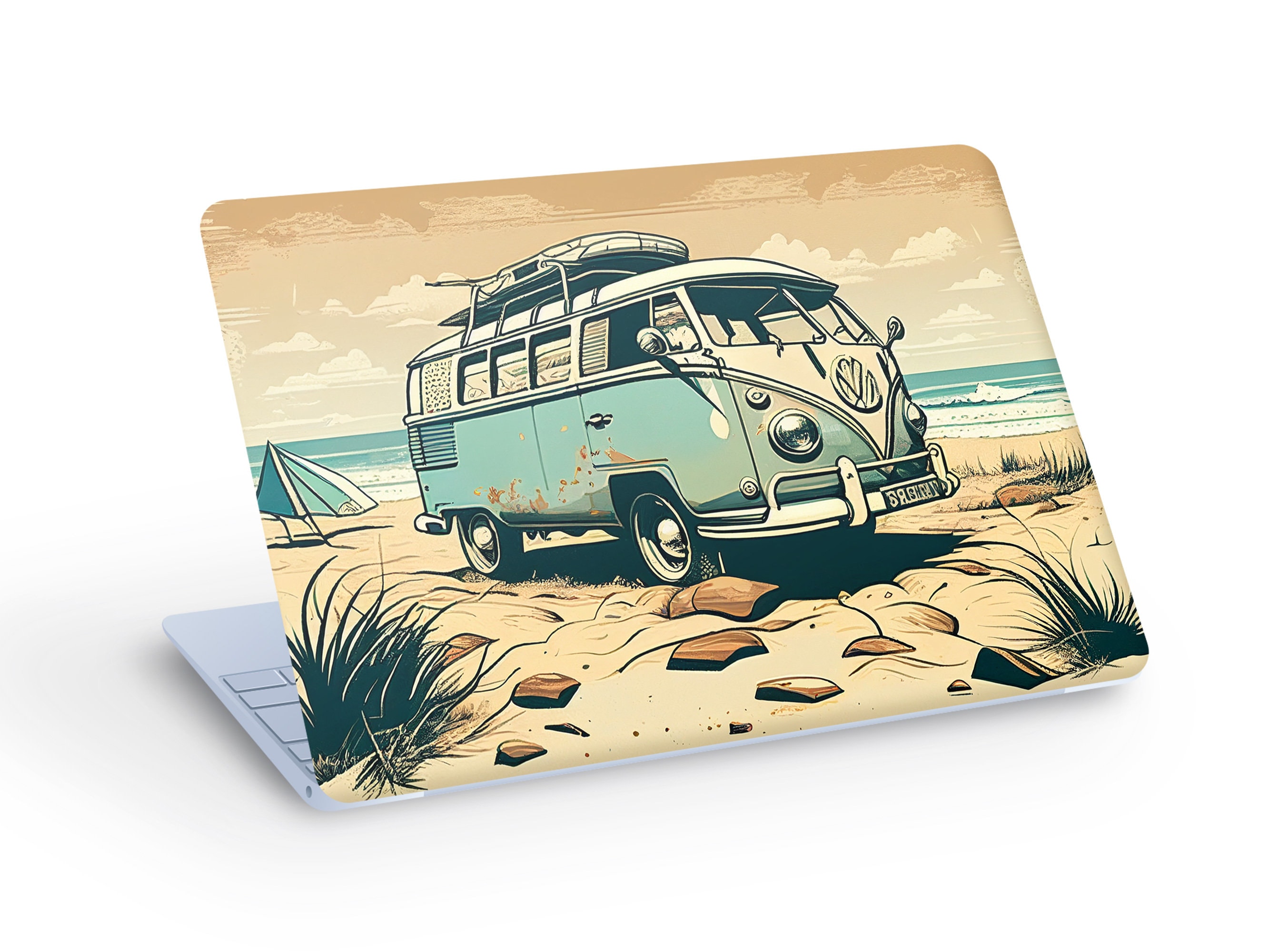 Retro CAMPER Van LAPTOP SKIN Decal Sticker, Vanlife Beach Laptop Skin ...
