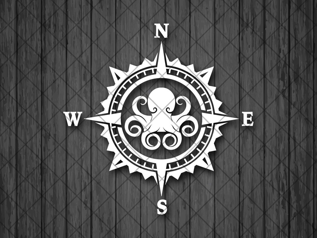 Octopus Compass Vinyl Decal Sticker, Compass Rose, Sailor Decal, Truck ...