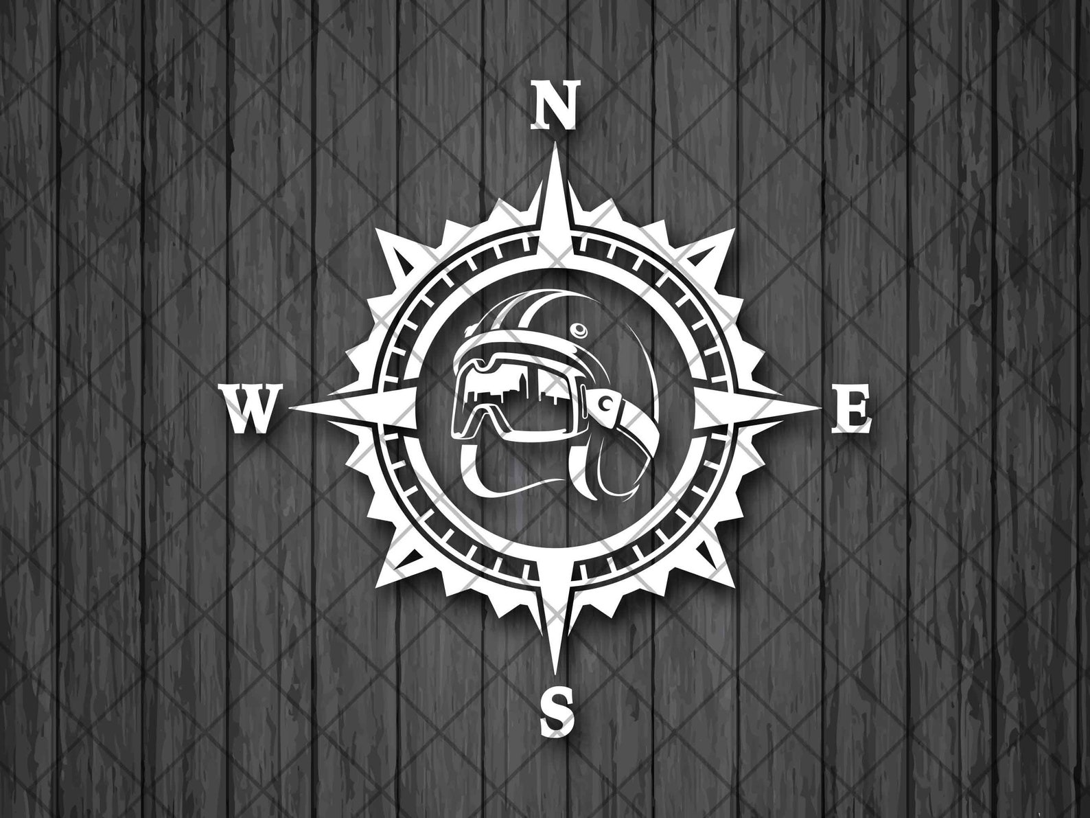 Motorcycle Helmet Vintage Compass Vinyl Decal Sticker, Compass Rose ...