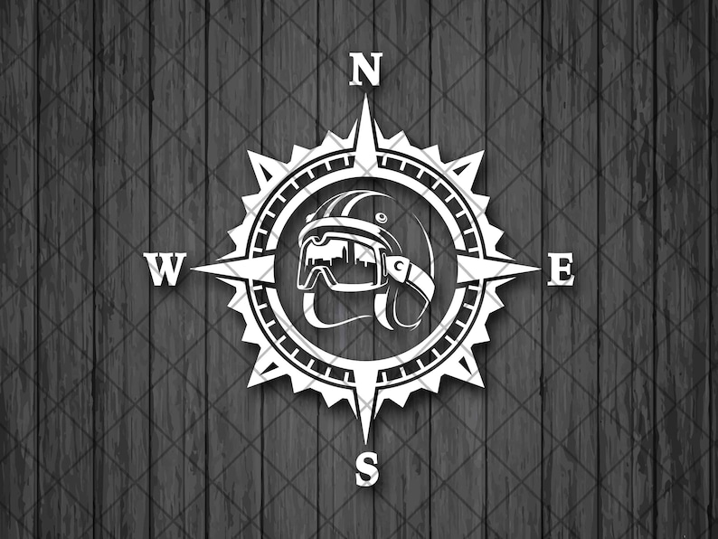 Motorcycle Helmet Vintage Compass Vinyl Decal Sticker, Compass Rose ...