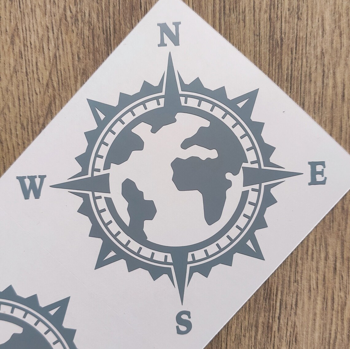 World Map Compass Vinyl Decal Sticker, Compass Rose, Mountain Decal ...
