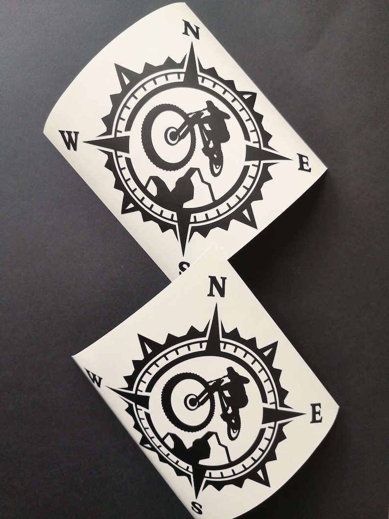 Mountain Bike Vinyl Decal Sticker Compass Rose Mountain | Etsy