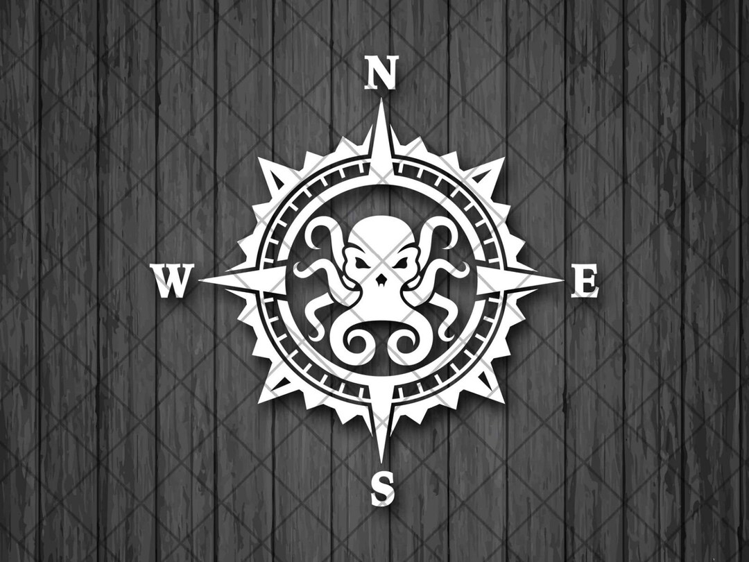 Octopus Compass Vinyl Decal Sticker, Octopus Compass Rose, Sailor Decal ...