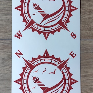 LIGHTHOUSE Vinyl Decal Sticker, Compass Rose Decal, Laptop Sticker, Sea ...
