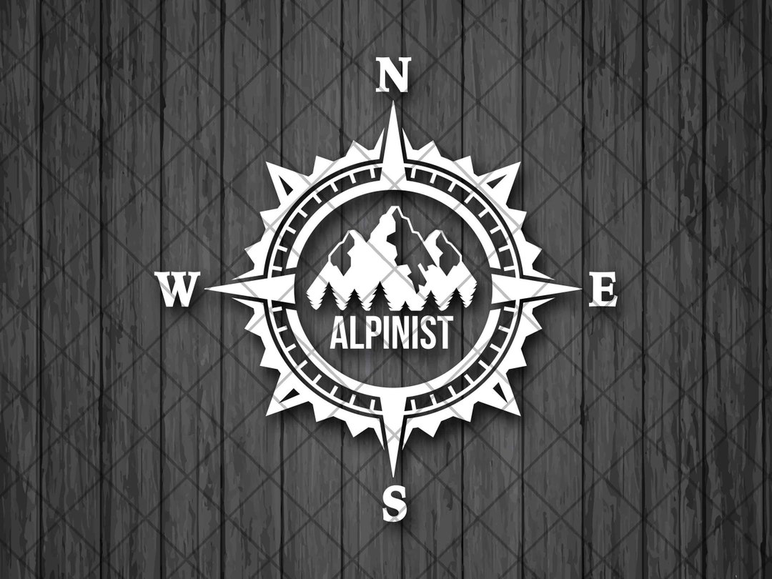 ALPINIST Compass Vinyl Decal Sticker, Compass Rose, Mountain Decal ...