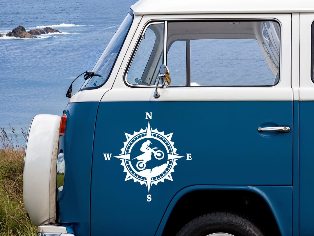 Dirt Bike Compass Rose Vinyl Decal, Motorcycle Mountain Decal - Etsy