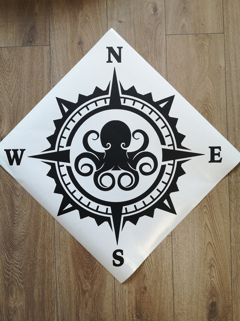 Octopus Compass Vinyl Decal Sticker Compass Rose Sailor - Etsy