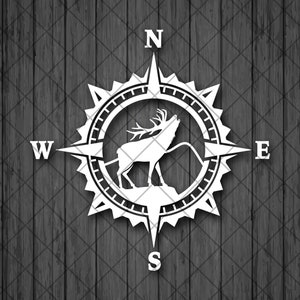 Mountain DEER Compass Vinyl Decal Sticker, Compass Rose, Mountain Decal ...