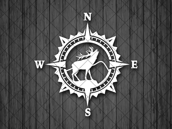 Mountain DEER Compass Vinyl Decal Sticker Compass Rose | Etsy