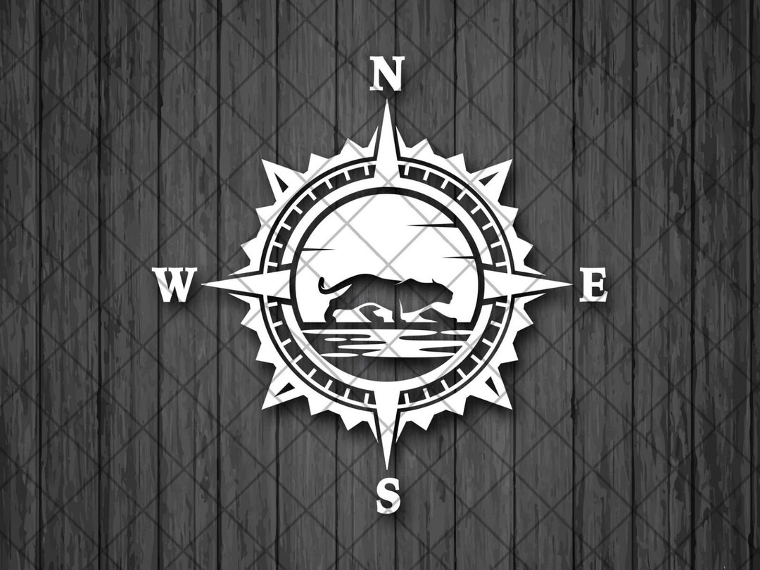 PANTHER Compass Vinyl Decal Sticker, Nature Decal, Puma Compass Rose ...