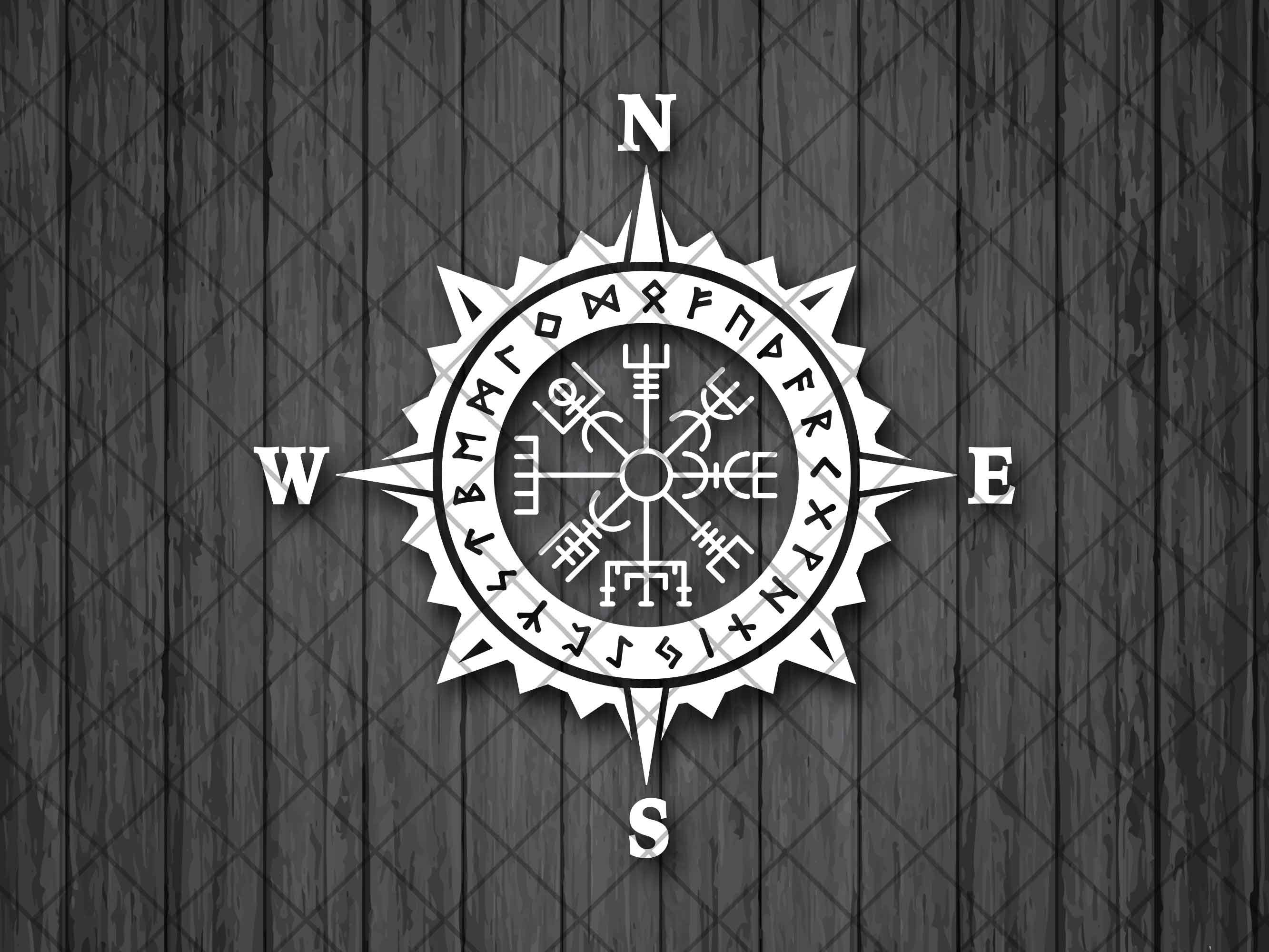 Vegvisir Rune Compass Vinyl Decal Sticker, Viking Norse Mythology Vinyl ...