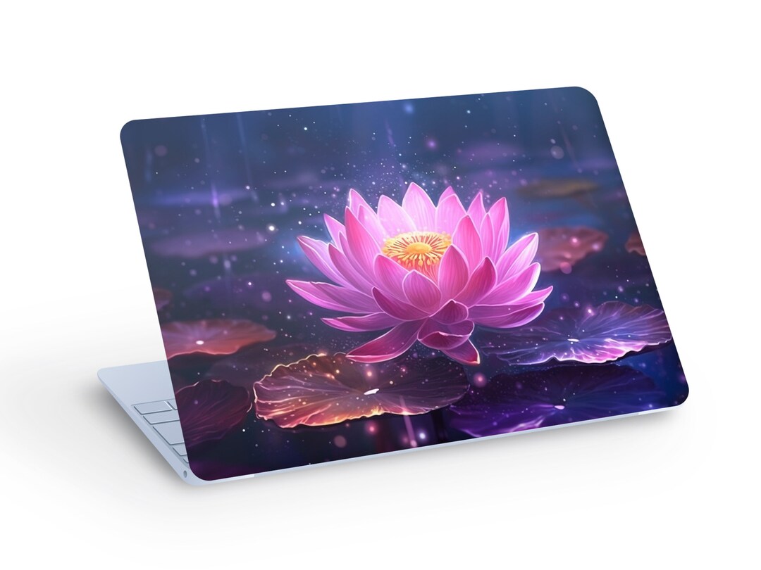 Glowing Water Lily Flower LAPTOP SKIN, Water Lily MacBook Skin, Laptop ...
