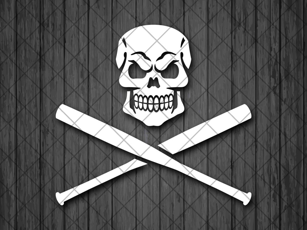 Skull With Crossed Bats Vinyl Decal Sticker, Truck Decal, Laptop ...