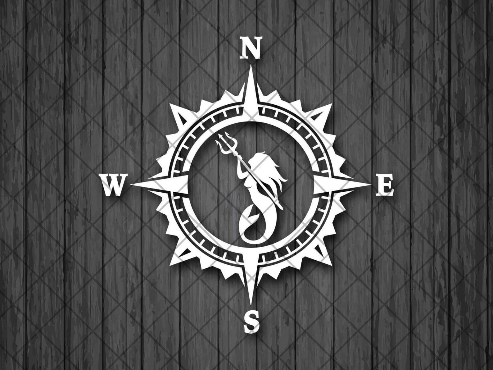 MERMAID Compass Vinyl Decal Sticker Sea Compass Rose Ocean - Etsy