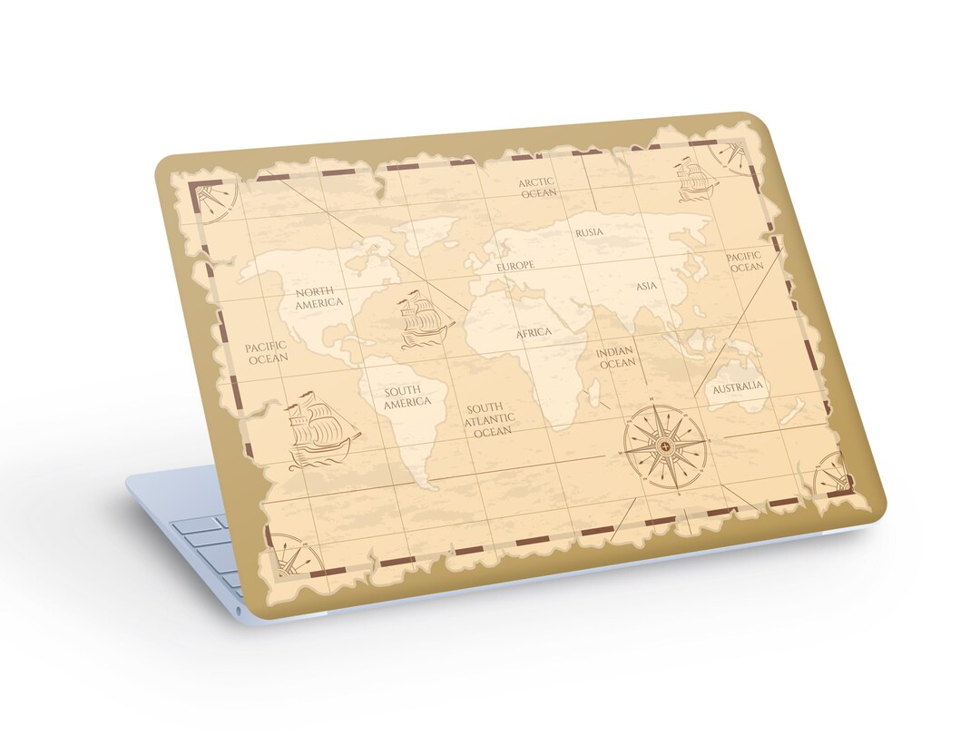 Old World Map Laptop Skin, Adventure MacBook Skin, Vintage World Map ...
