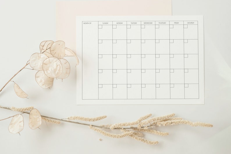 Simple Monthly Calendar Printable | 8.5 X 11 Inch | Blank Template ...
