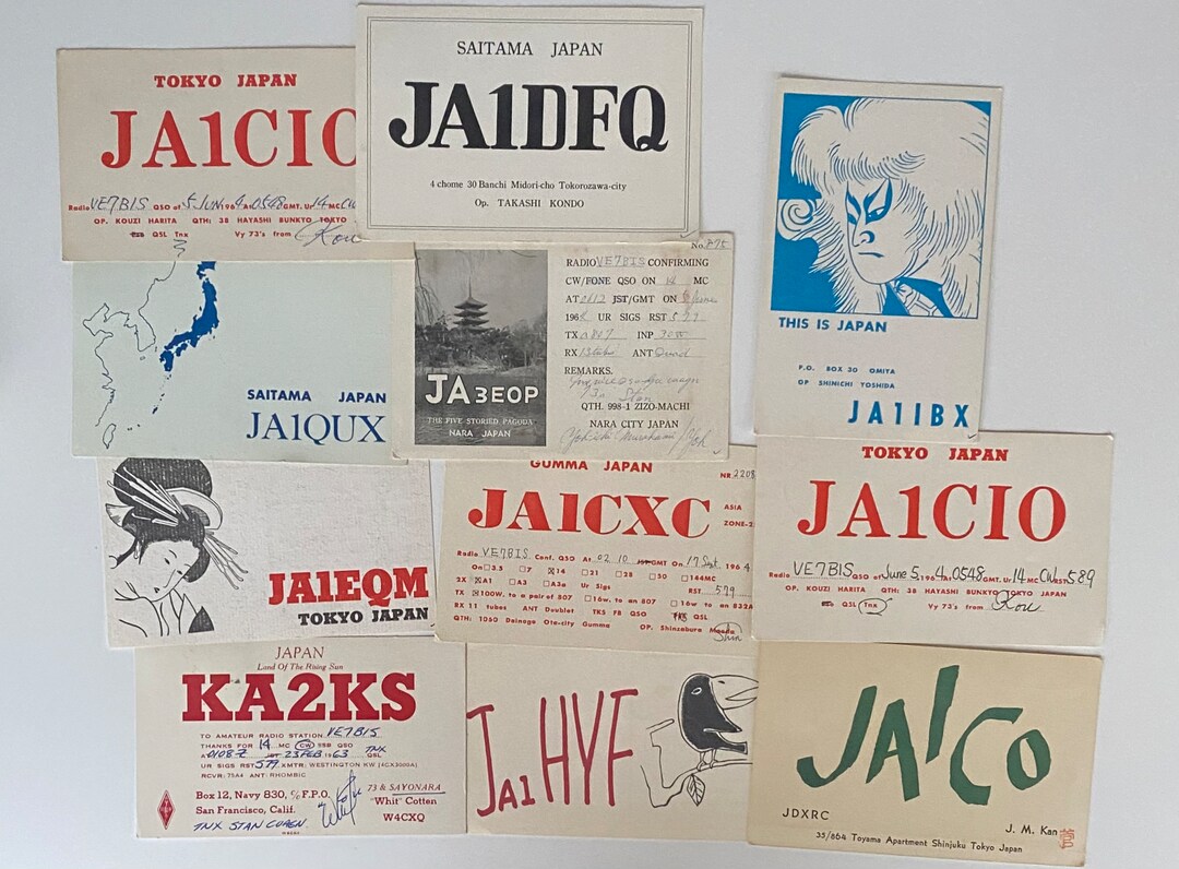 Vintage Japan 1960s QSL Ham Radio Cards, Lot of 10. Great for ...