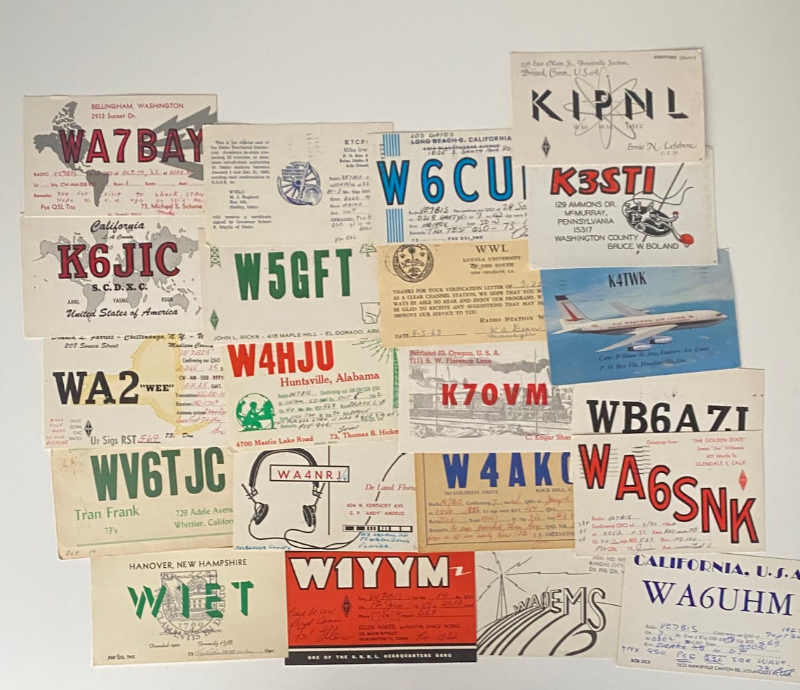 Vintage USA , 1960s QSL Ham Radio Cards, Lot of 21. Great for ...