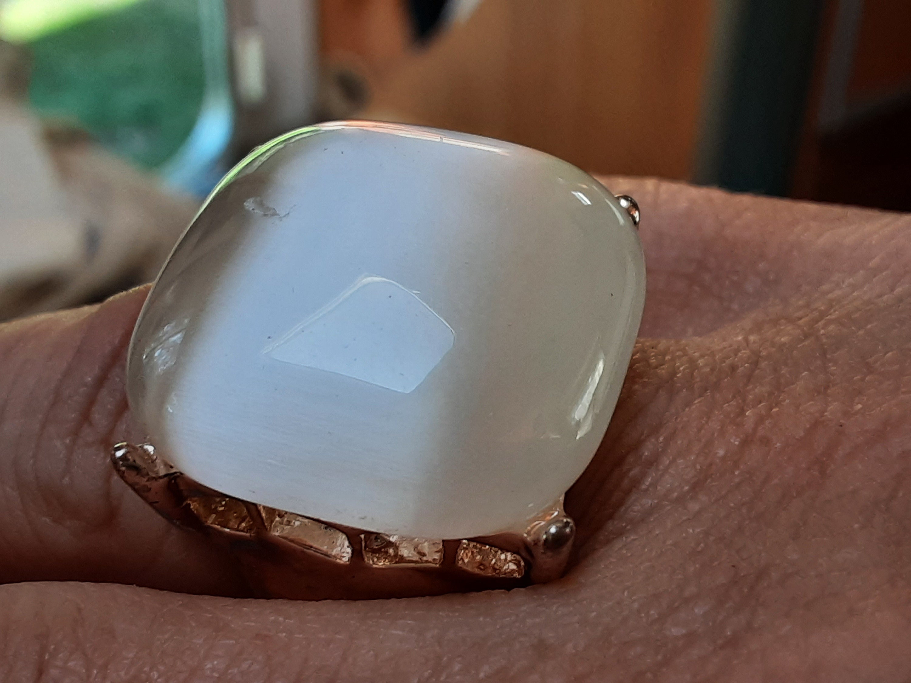 Ivory Velvet Sqyare Cabochon Gem Stone Set Into A Crown Of | Etsy