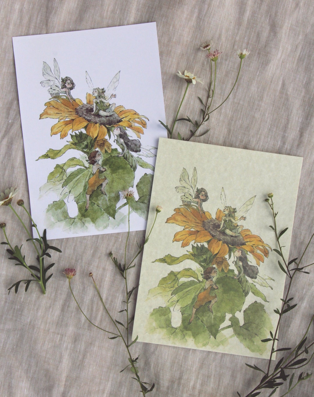 Sunflower Fairies: Art Print - Etsy