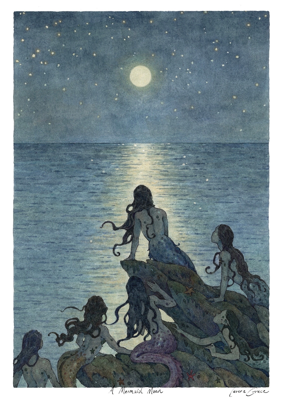 A Mermaid Moon: A4 Print - Etsy