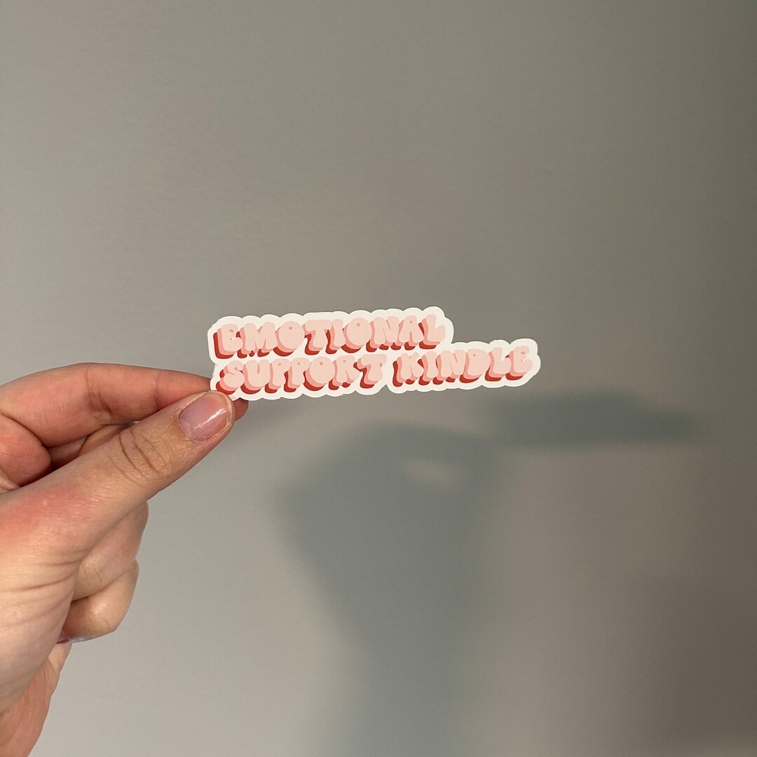 Emotional Support Kindle Pink Sticker Waterproof Sticker - Etsy