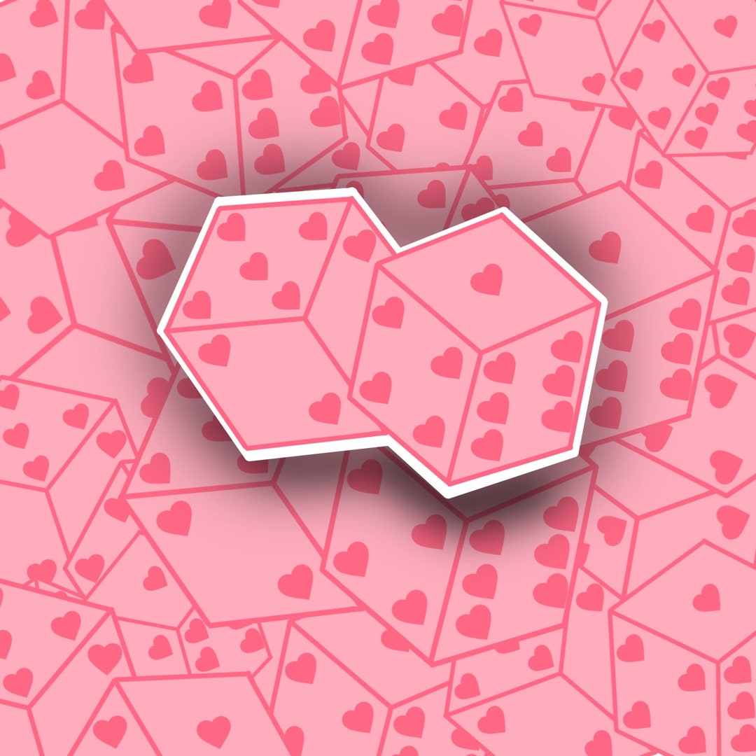 Heart Dice Sticker, Waterproof Sticker, Water Bottle Sticker, Cute ...