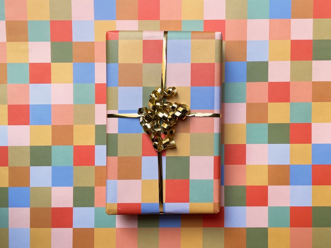 Retro Checkers Gift Wrapping Sheets - Pack of 3 - Etsy