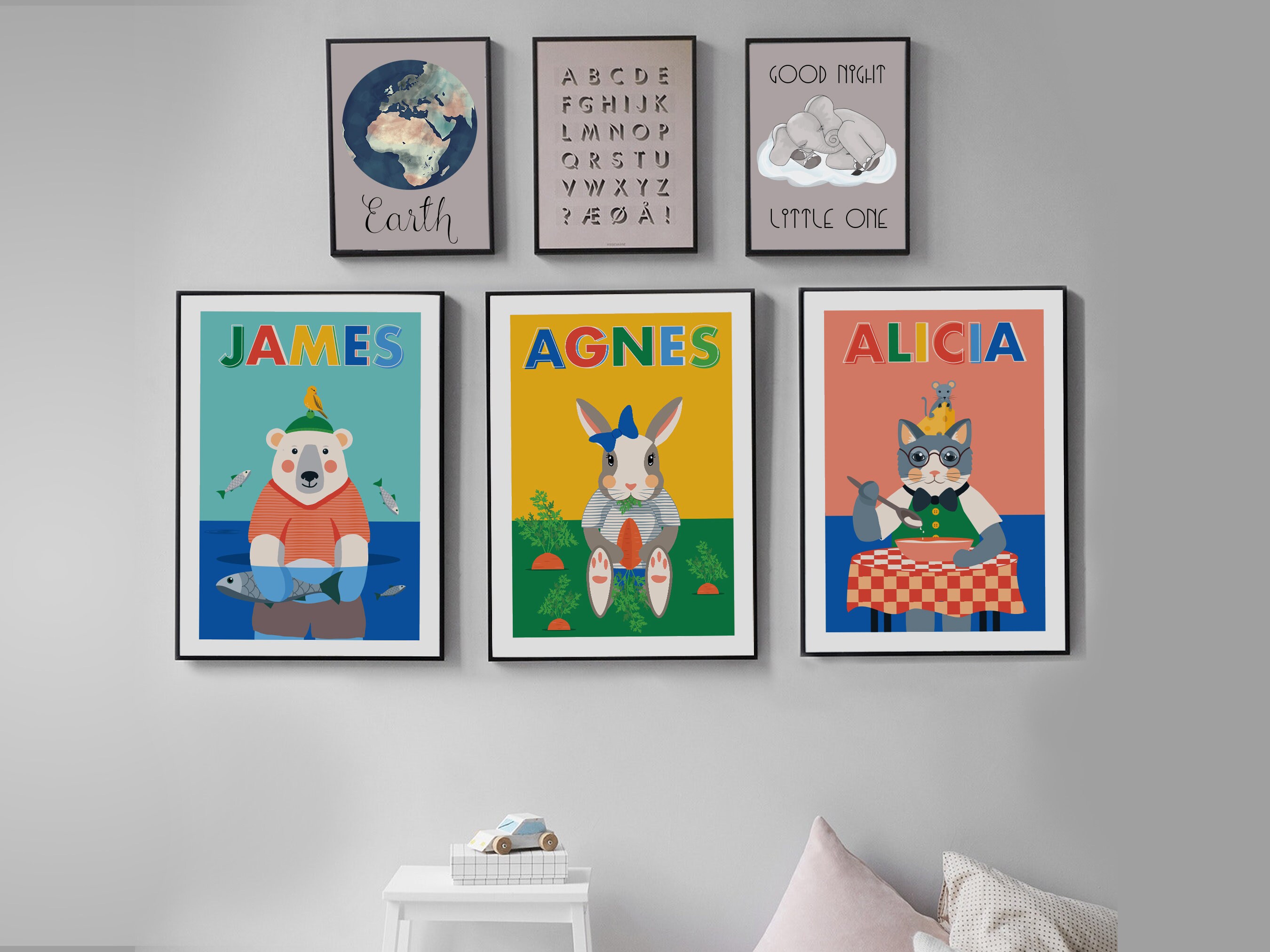 Adorable Rabbit Name Print Custom Nursery Print Personalized - Etsy UK