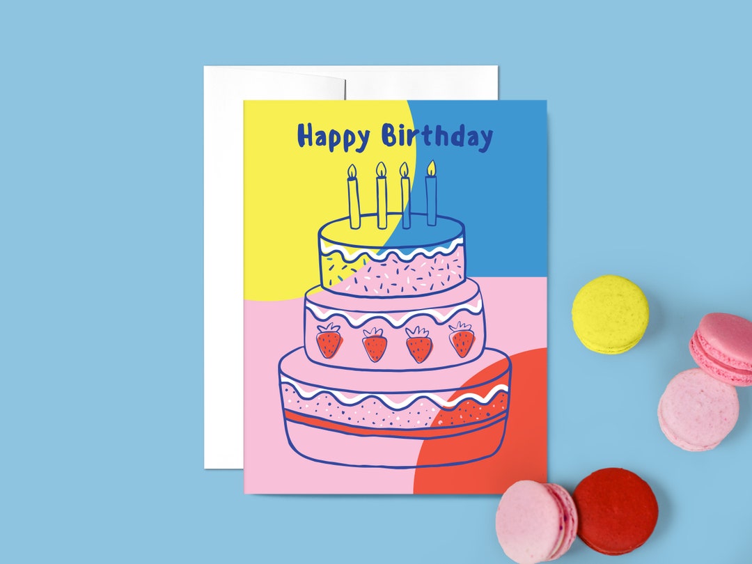 Colorblock Birthday Card - Etsy