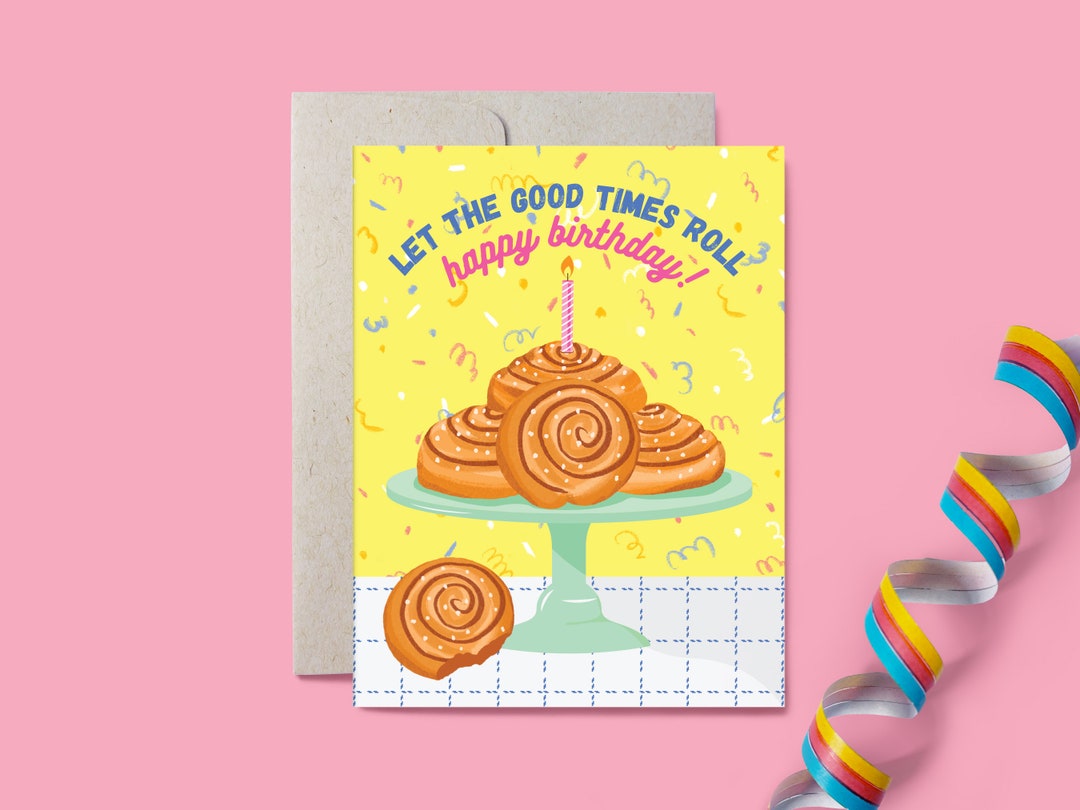 Cinnamon Roll Birthday Card - Etsy