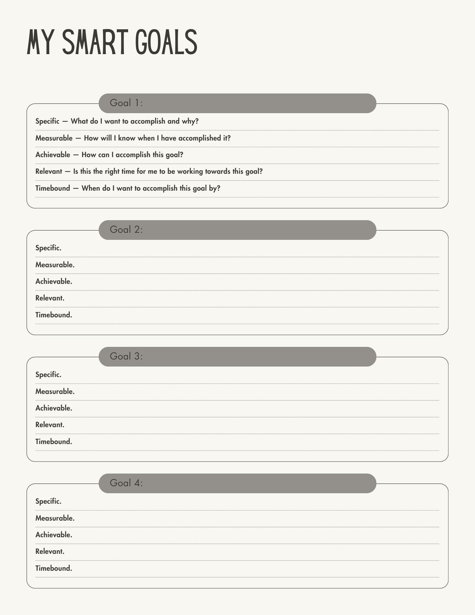 My SMART Goals - Etsy