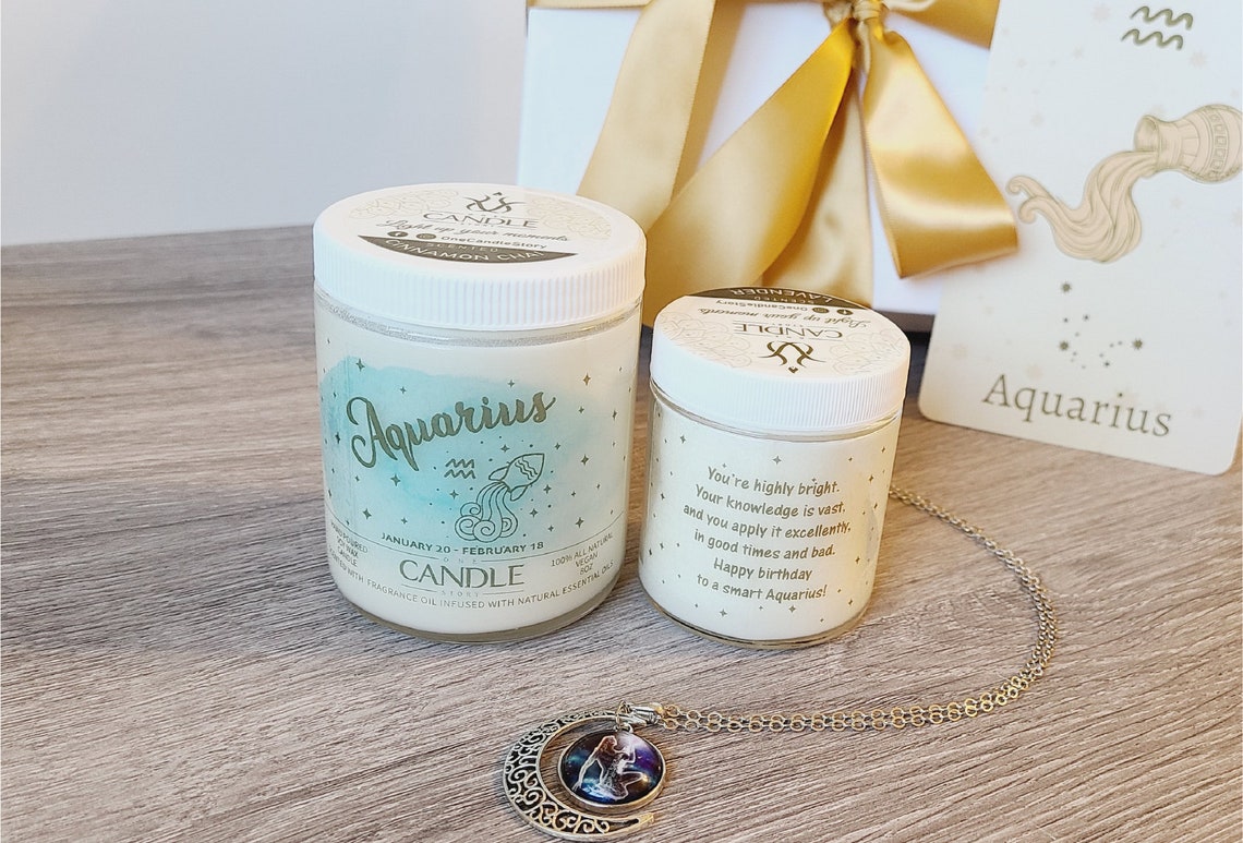 Aquarius Gift Box Horoscope Sign Personalized Candleszodiac - Etsy