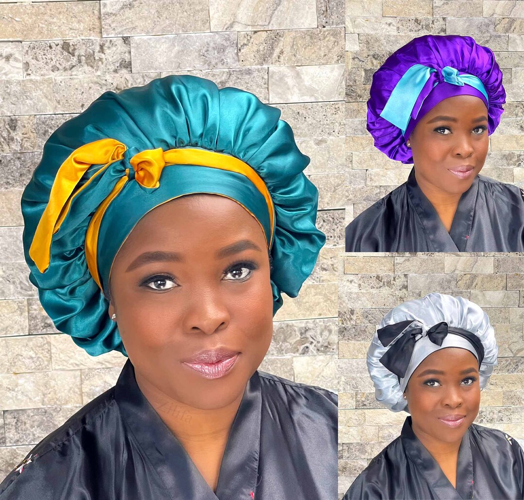 Reversible Silk Satin Bonnet, Satin Sleep Cap for Curly Hair,satin Hair ...