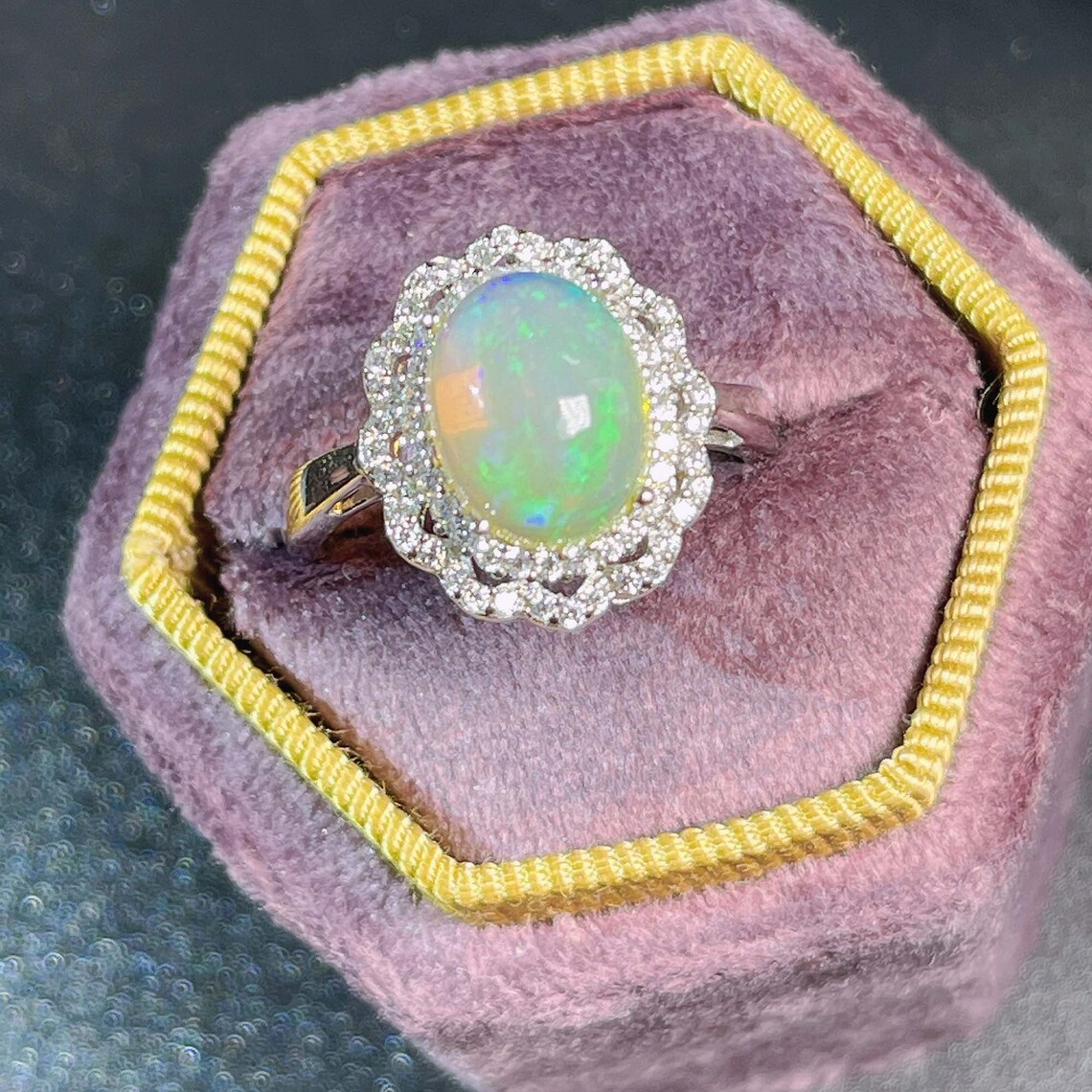 Luxury Genuine Opal Ring Handmade Ring Sterling Silver Ring | Etsy