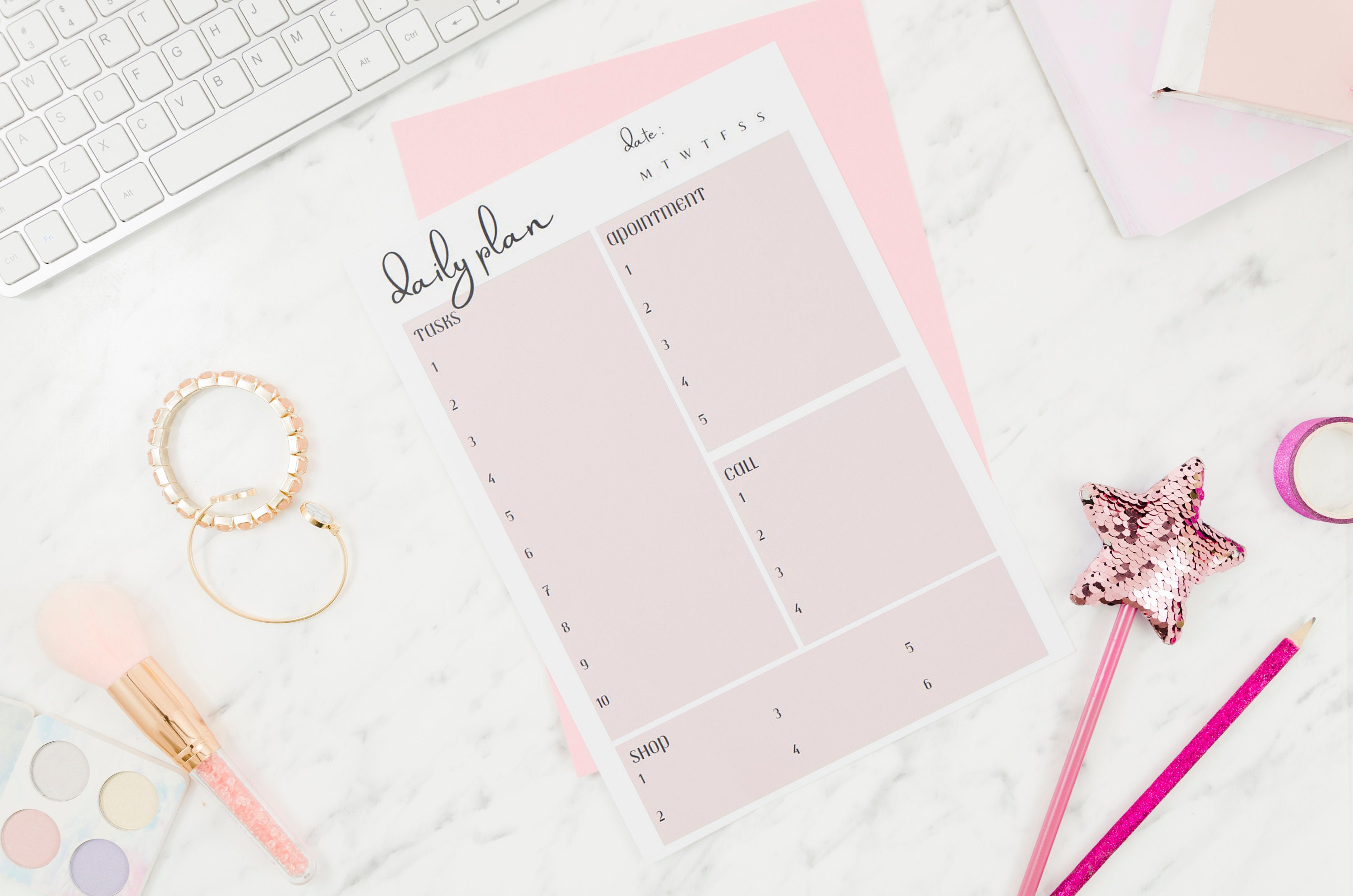 Printable Daily Planner Instant Download One Page Organizer 5 Colors - Etsy