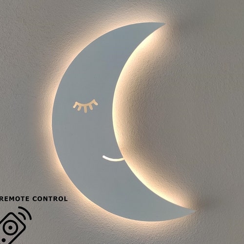 Remote Control Moon Wall Light Nursery Lighting Baby Room - Etsy