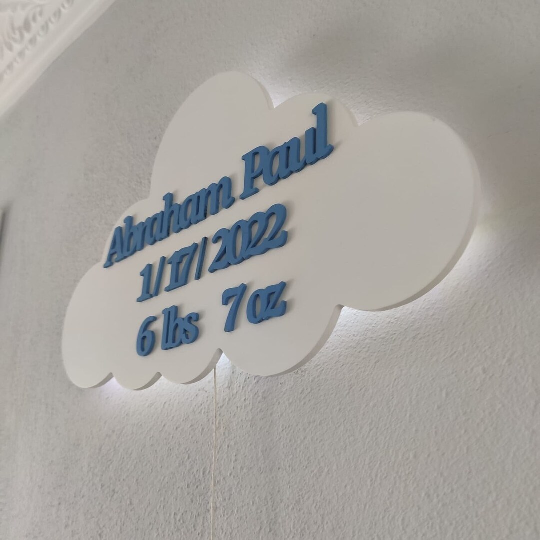 Personalized Baby Birth Script | Custom Announcement Board | Cloud ...
