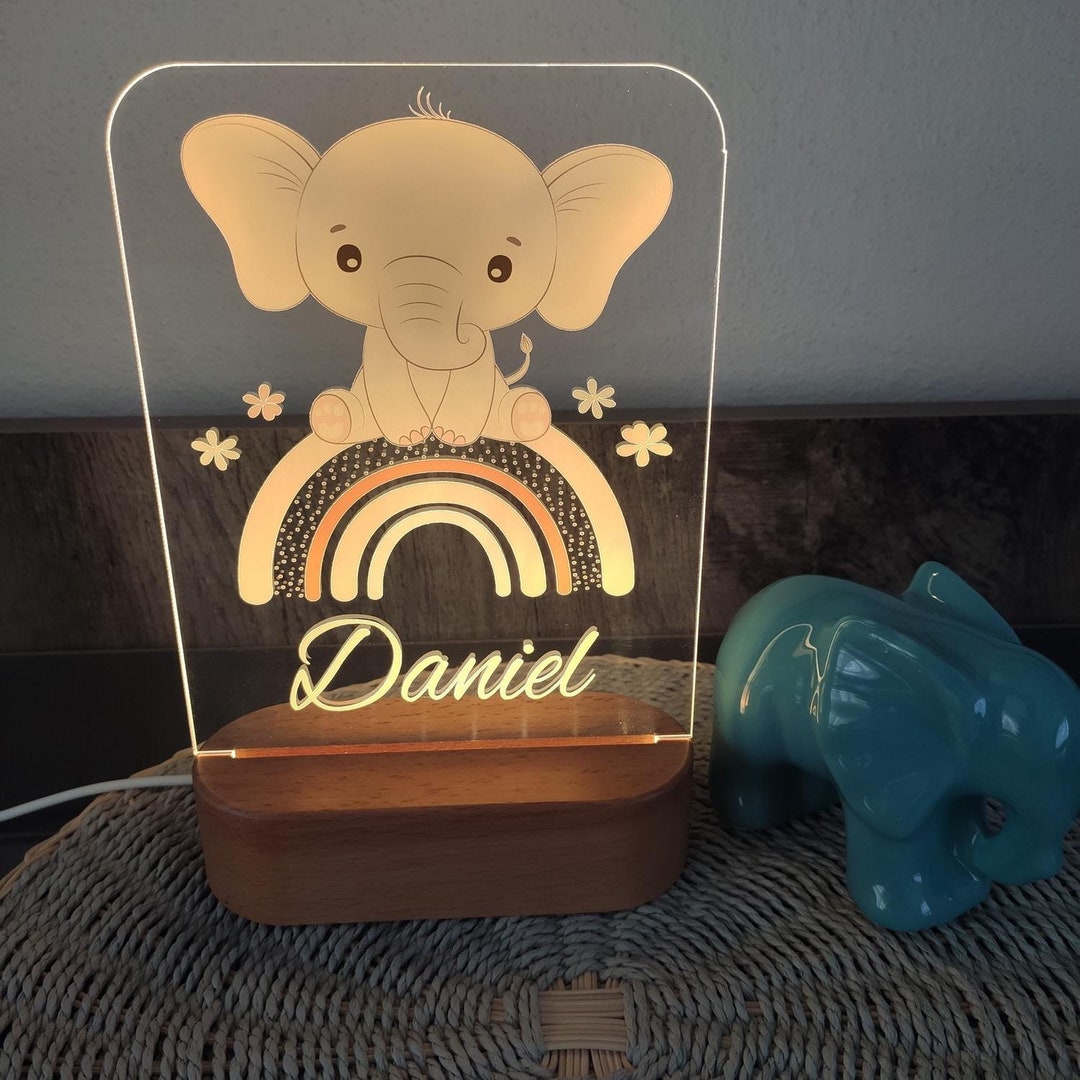 Elephant Nursery Night Light, Personalized Baby Shower Gift, Gift for ...