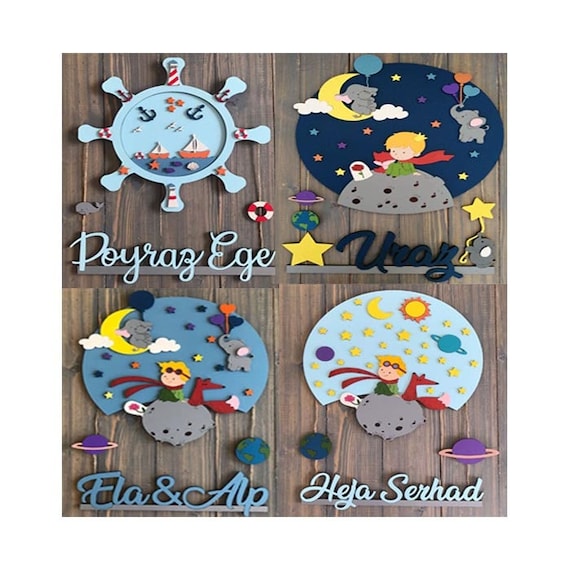 Little Prince Name Sign Kids Room Door Decor Animal Nursery | Etsy