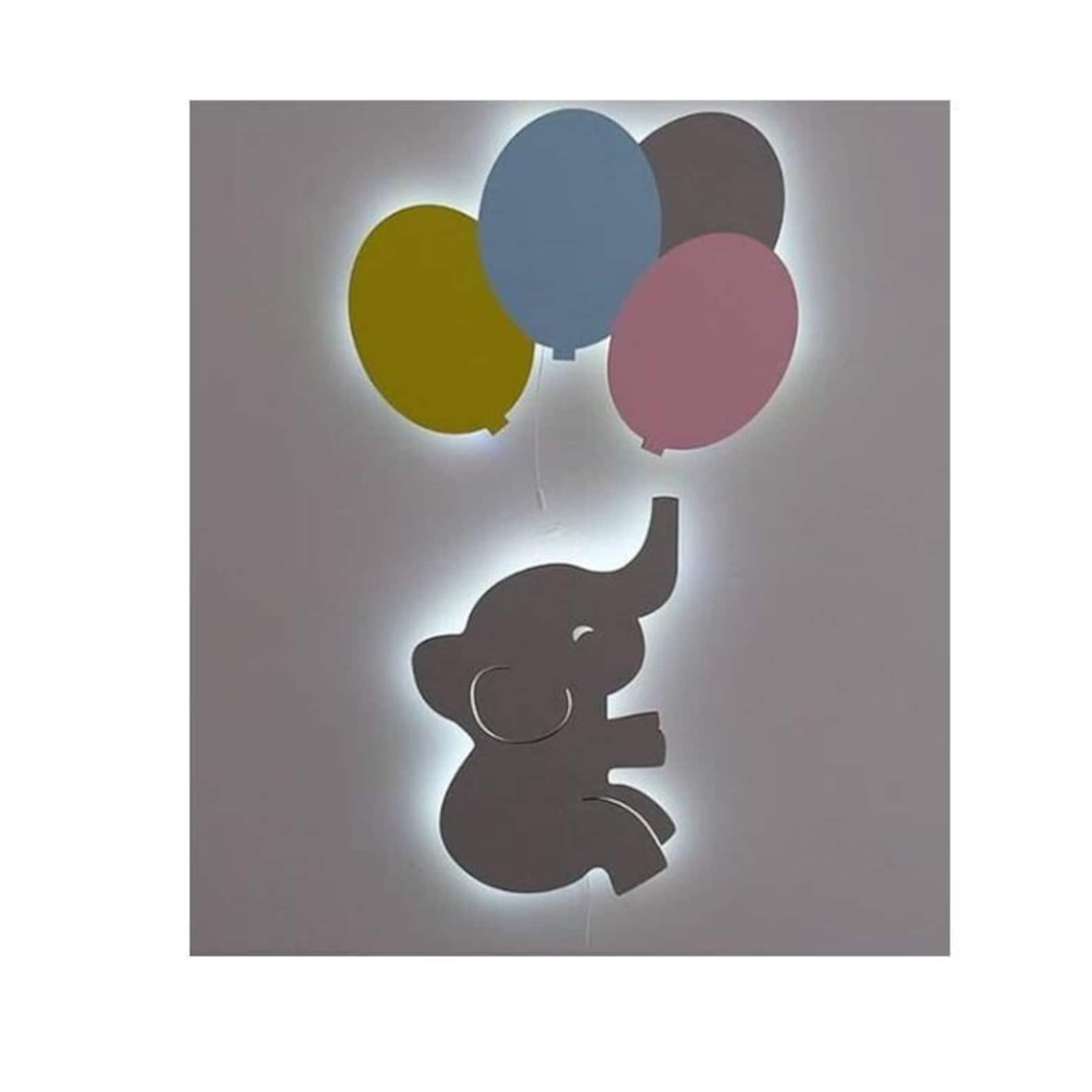 Elephant & Balloons Nursery Wall Light Set | Baby Room Decor - Etsy