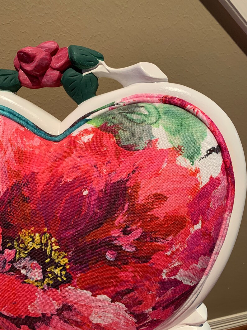 Heart Chair for Fun Decor Gift, Bright Pink Floral and Buffalo Checks ...