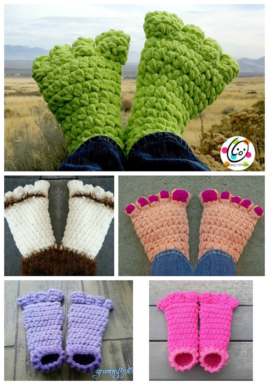 Troll Toes and Big Feet Slippers Crochet PATTERN - Etsy